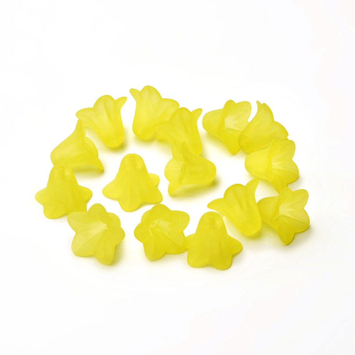 25 Transparent Acrylic Yellow Frosted Flower Spacer Beads 17.5mm ...