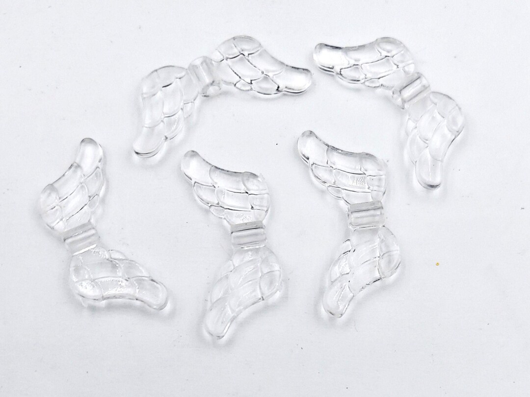 10 Clear Acrylic Angel Wing Spacer Beads Jewelry Supplies CAAWSB30MM ...