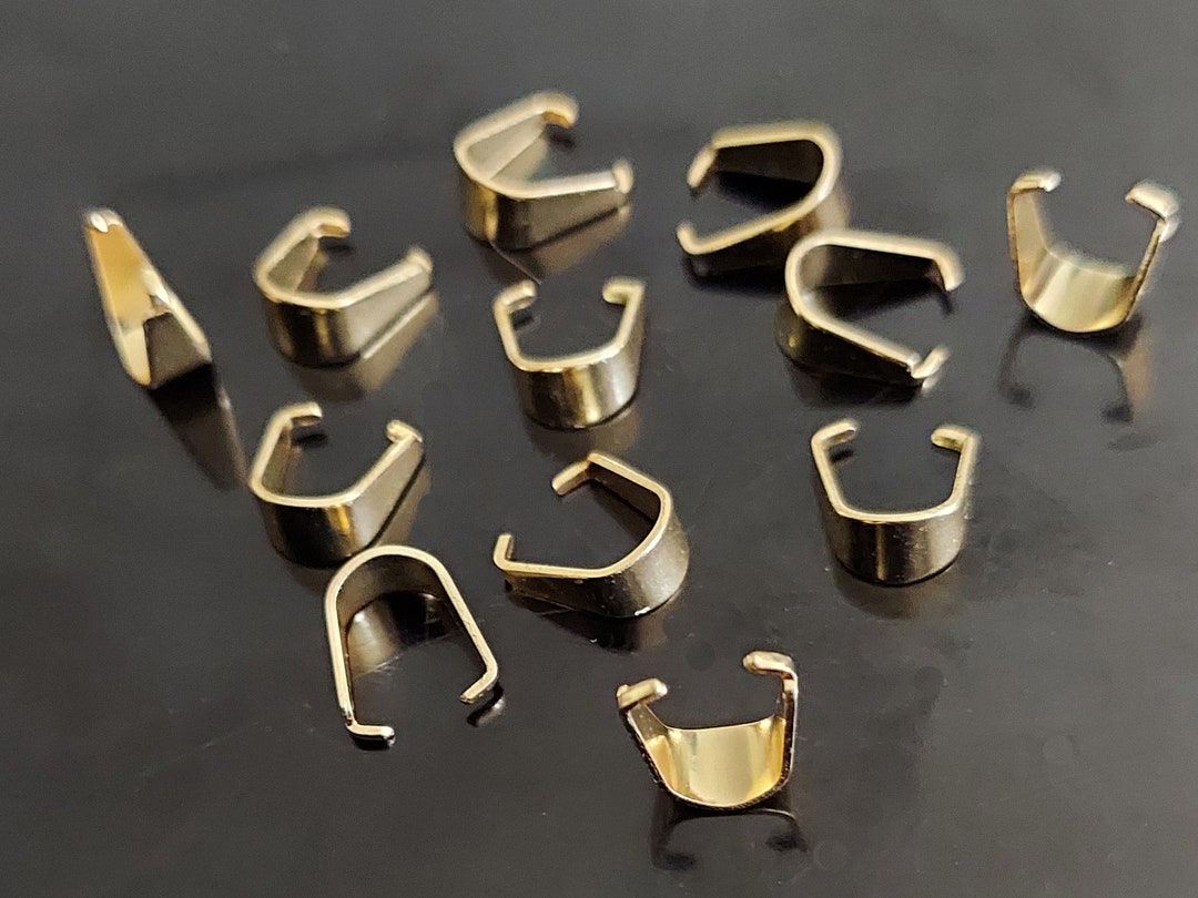 5 Stainless Steel 18K Gold Plated Snap on Bails 7mm Jewelry Findings ...