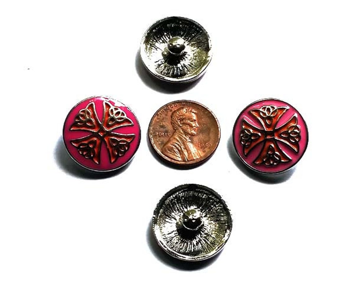 1 Silver Tone Snap Button Pink and Orange Charm Jewelry | Etsy