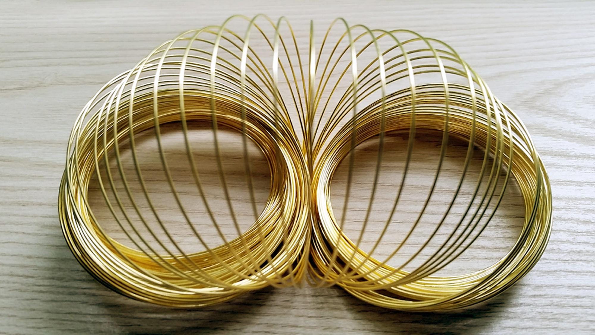 50 Loops Gold Color Steel Memory Beading Wire for Bracelets 65mm Inner ...