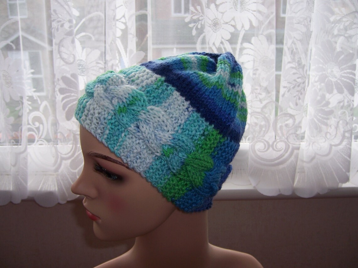 Knitted Hat, Ladies Hat, Hand Knitted Hat, Cable Hat, Slouch Hat ...