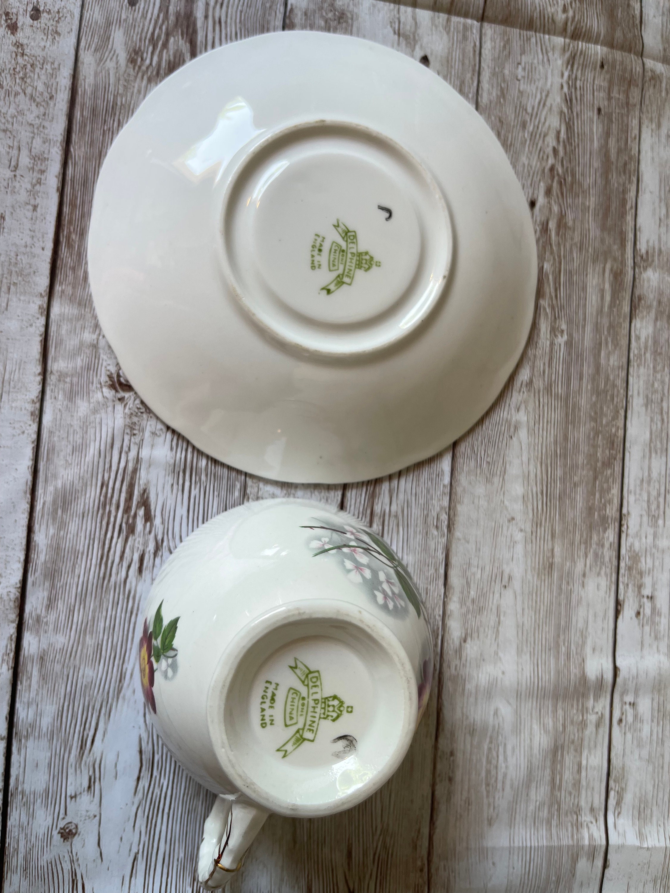Vintage Delphine Bone China Tea Cup and Saucer - Etsy