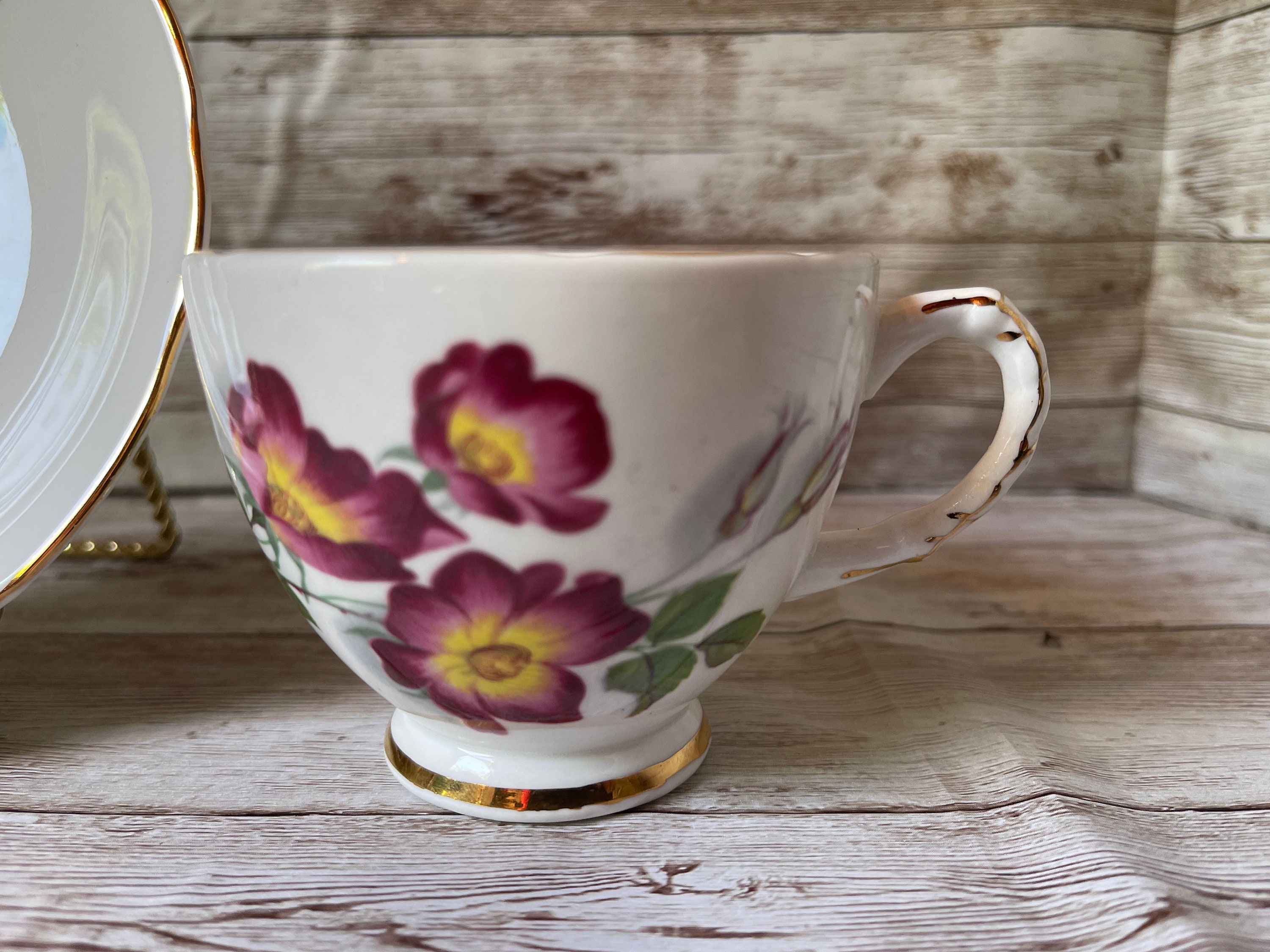 Vintage Delphine Bone China Tea Cup and Saucer - Etsy