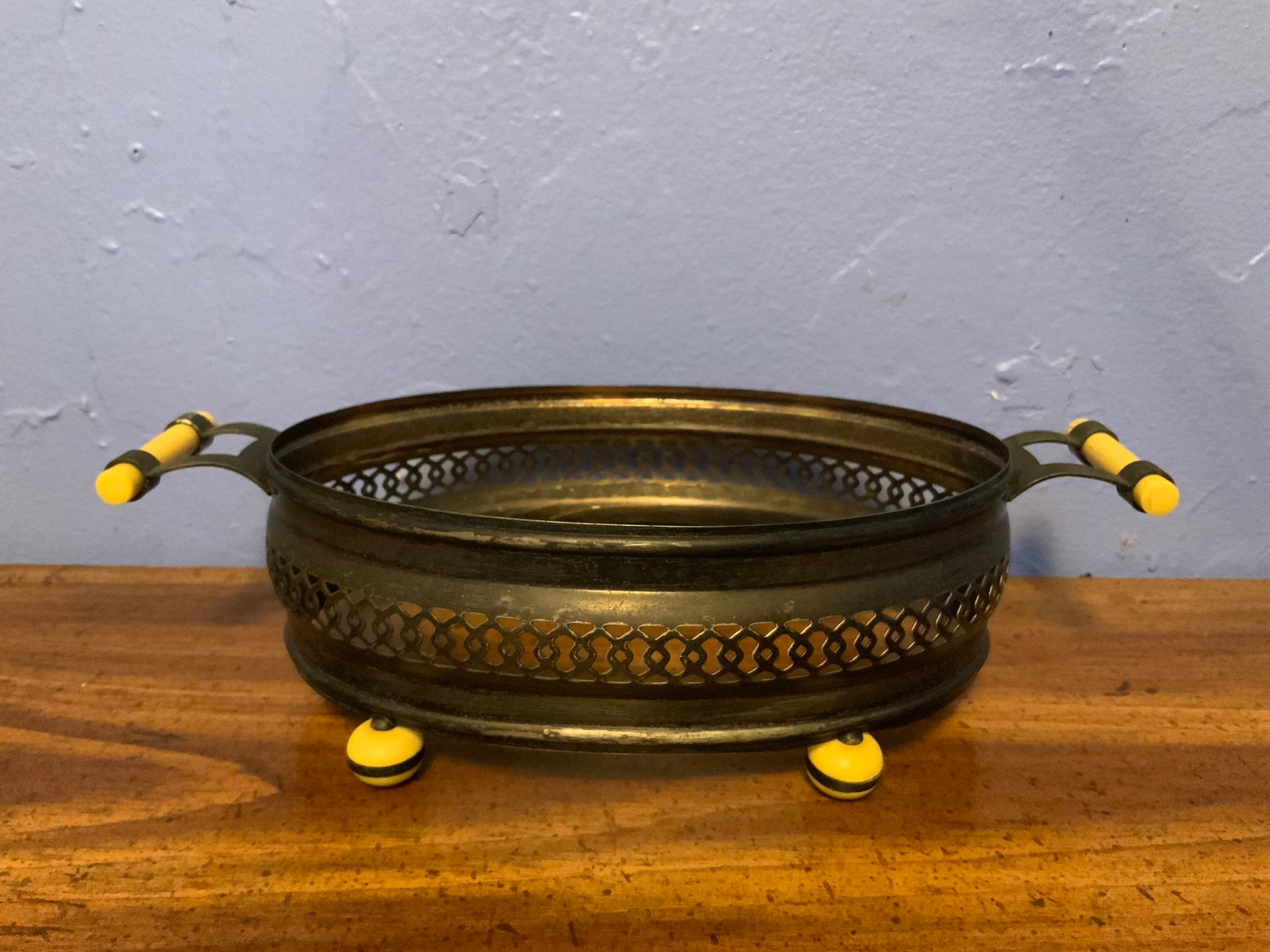 Art Deco Lewbury EPNS Silver Cradle Agee Pyrex Primary Yellow | Etsy