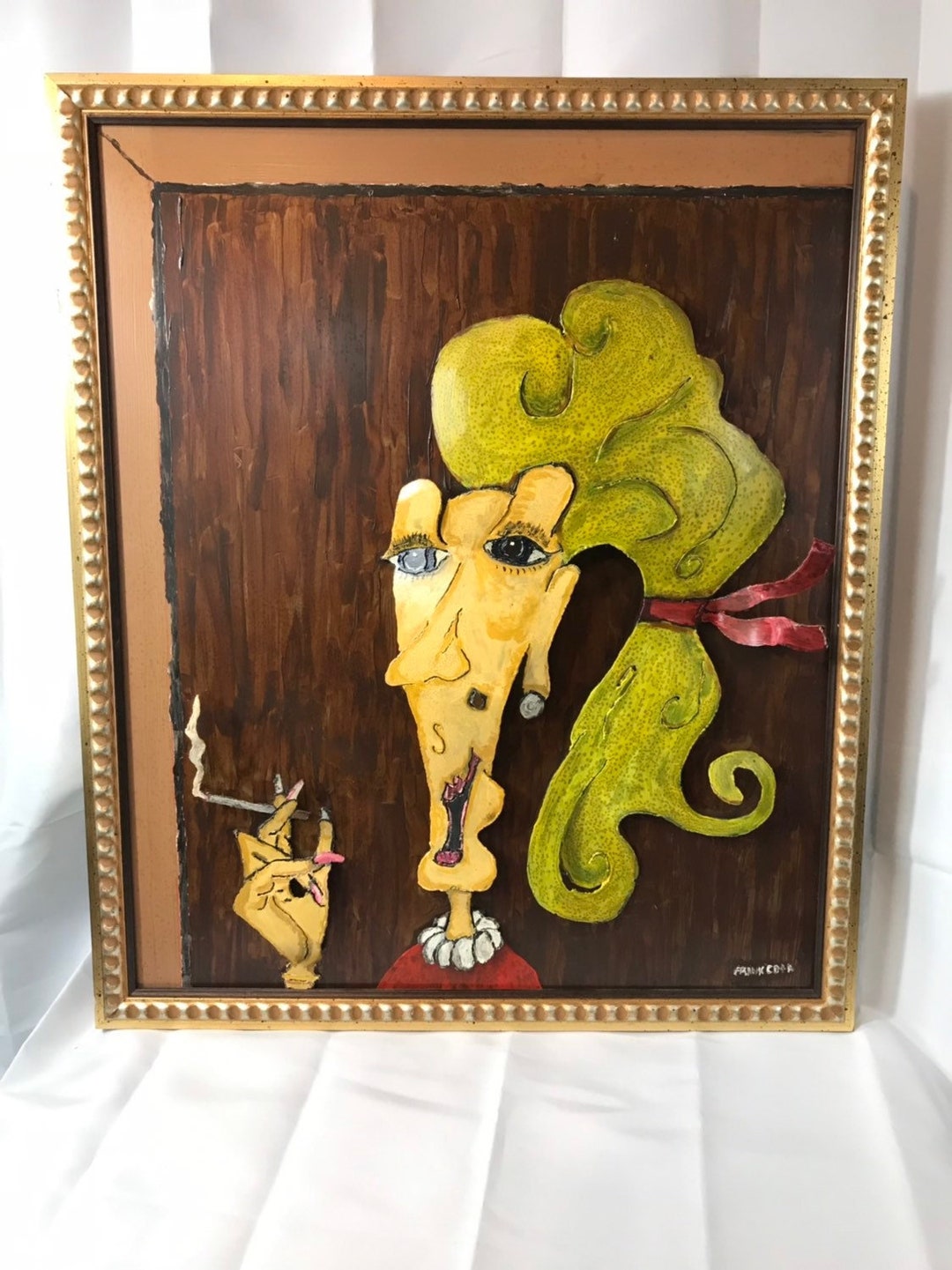 Frank Cota Original Mixed Media Painting Portrait Original Early ...