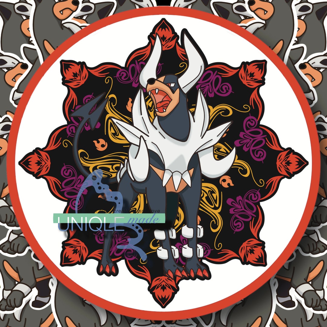 Dark/fire Type Art Nouveau Inspired Mega Houndoom Pokemon Circle ...