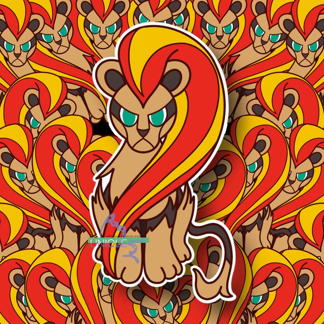 Fire/normal Type Chibi Style Female Pyroar Pokemon Die Cut Glossy ...