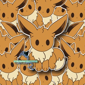 Normal Type Chibi Style Eevee Pokemon Die Cut Eevee Sticker Cute - Etsy
