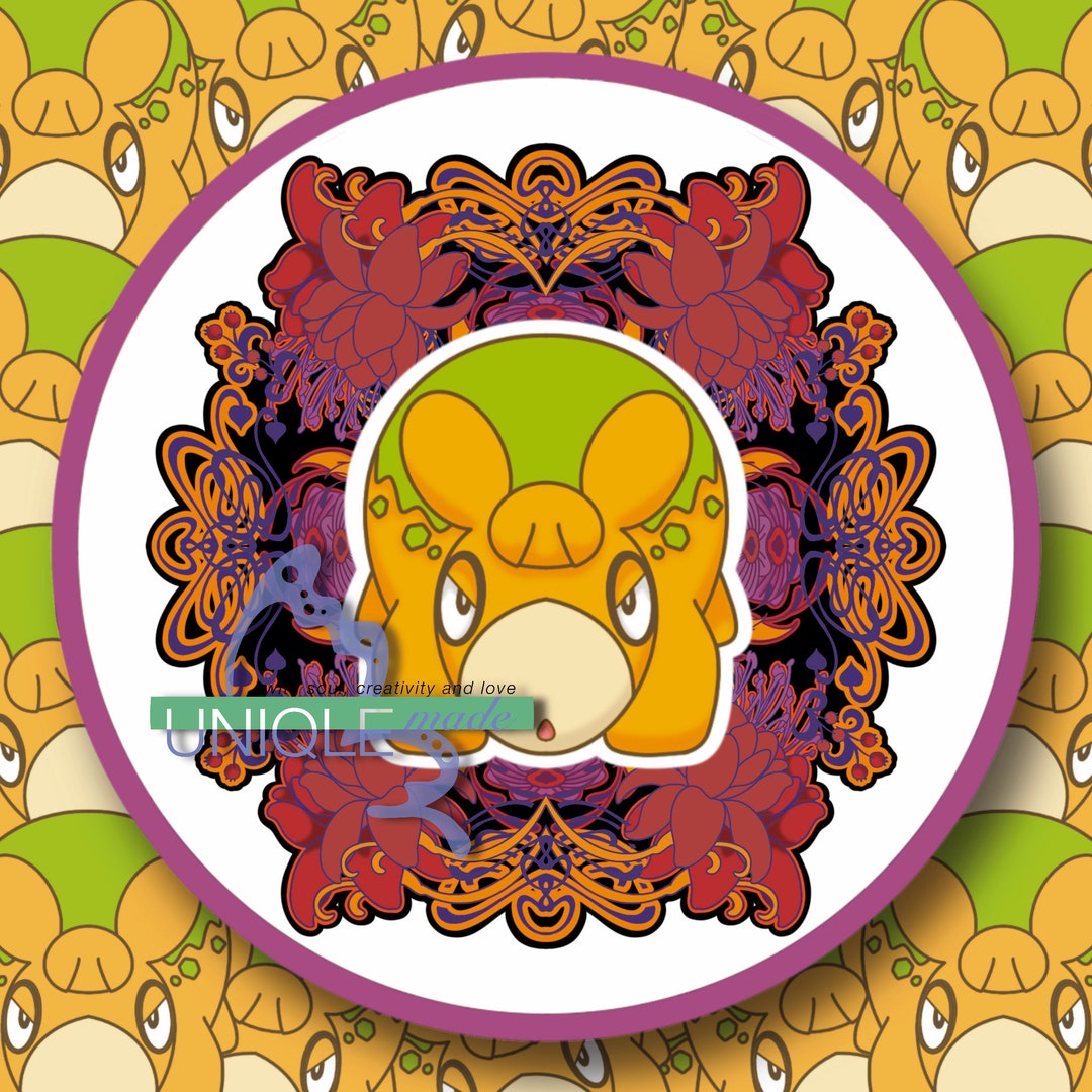 Fire/ground Type Art Nouveau Inspired Numel Pokemon Circle Sticker - Etsy