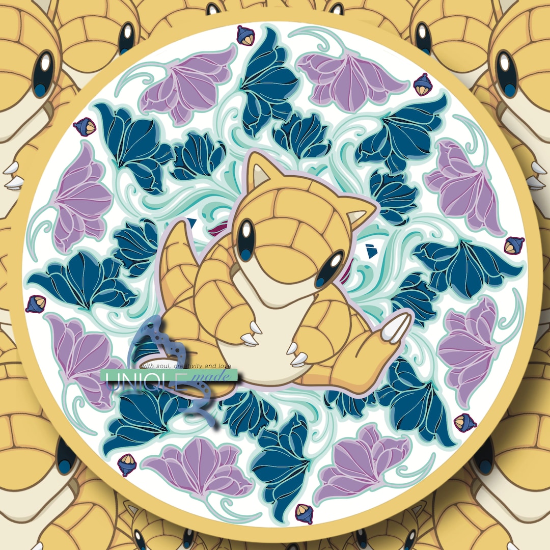Ground Type Art Nouveau Inspired Sandshrew Pokemon Circle Sticker - Etsy