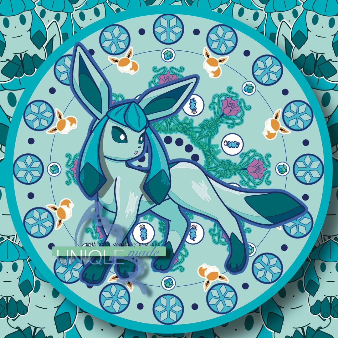 Ice Type Art Nouveau Inspired Glaceon UPDATED Pokemon Circle Sticker - Etsy