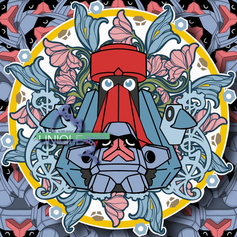 Rock and Steel Type Art Nouveau Inspired Nosepass and Probopass Pokemon ...