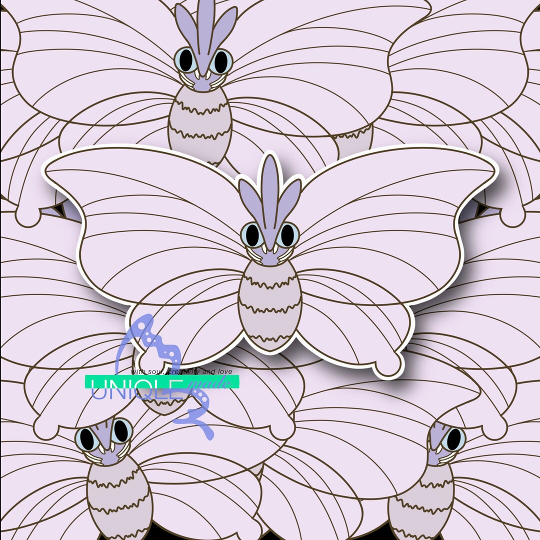 Bug/poison Type Chibi Venomoth Pokémon Small Sticker Cute - Etsy