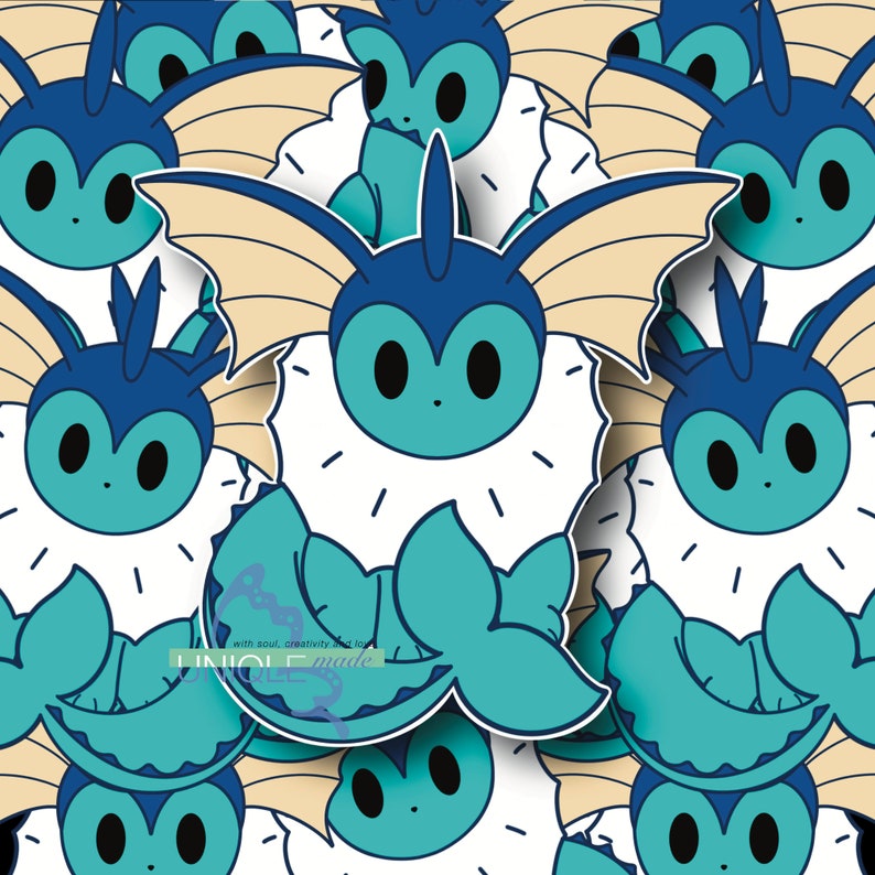 Water Type Chibi Vaporeon Pokémon Matte Sticker Small Cute - Etsy