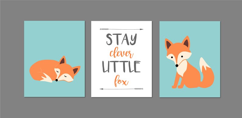 Fox Nursery Decor Fox Nursery Art Woodland Nursery Stay - Etsy