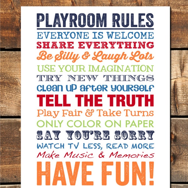 Playroom Rules Sign - Etsy