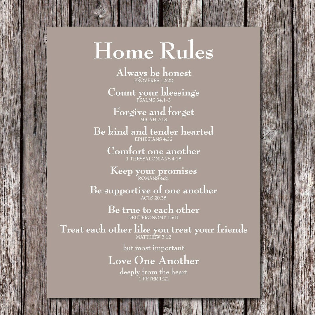 Scripture Wall Art, Scripture Sign, Home Rules, Family Rules, Bible ...