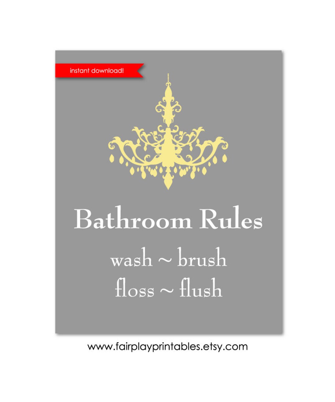 Yellow and Grey Bathroom Art Bathroom Decor Print Bathroom Art Print ...