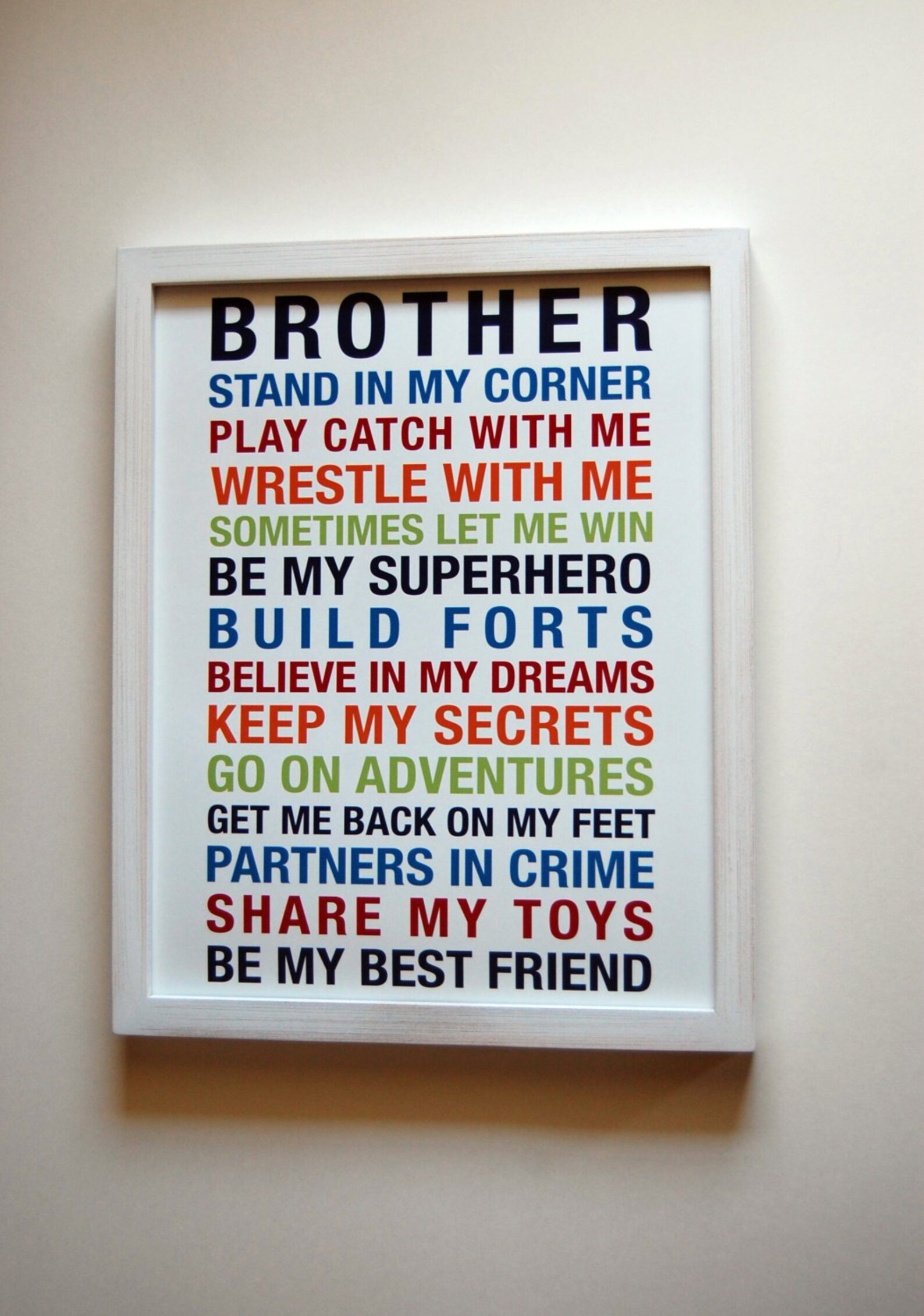 Brothers Wall Art, Boys Room Wall Art, Boys Rules Print, Brothers Print ...