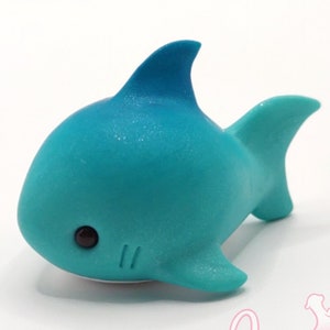 Aqua Blue Chubby Shark Figurine jewel Polymer Clay Sculpture, Ocean ...