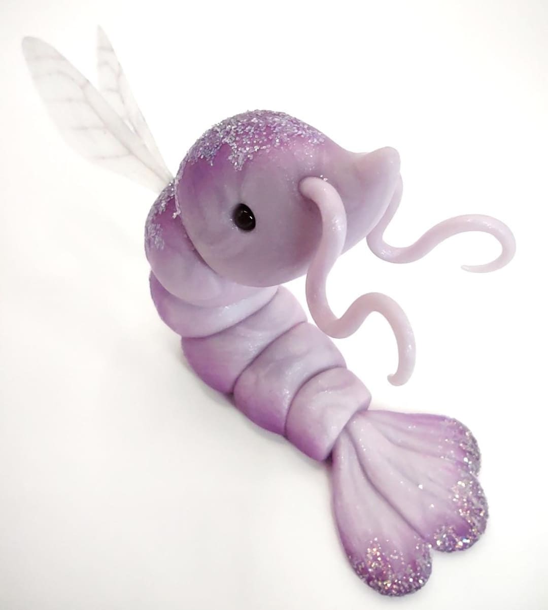 Pastel Purple Fairy Shrimp Figurine With Glitter Fairy Wings - Polymer ...