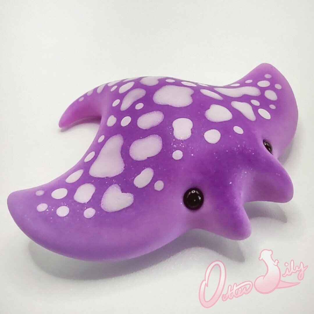 Purple Stingray Figurine whisper Polymer Clay Sculpture, Manta Ray ...