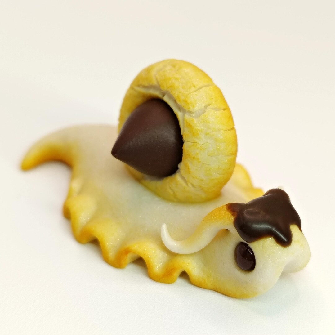 Mini Chocolate Drop Cookie Snail Figurine - Polymer Clay Sculpture Cute ...