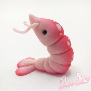 Pastel Pink Shrimp Figurine "skimp" - Polymer Clay Sculpture, Ocean ...