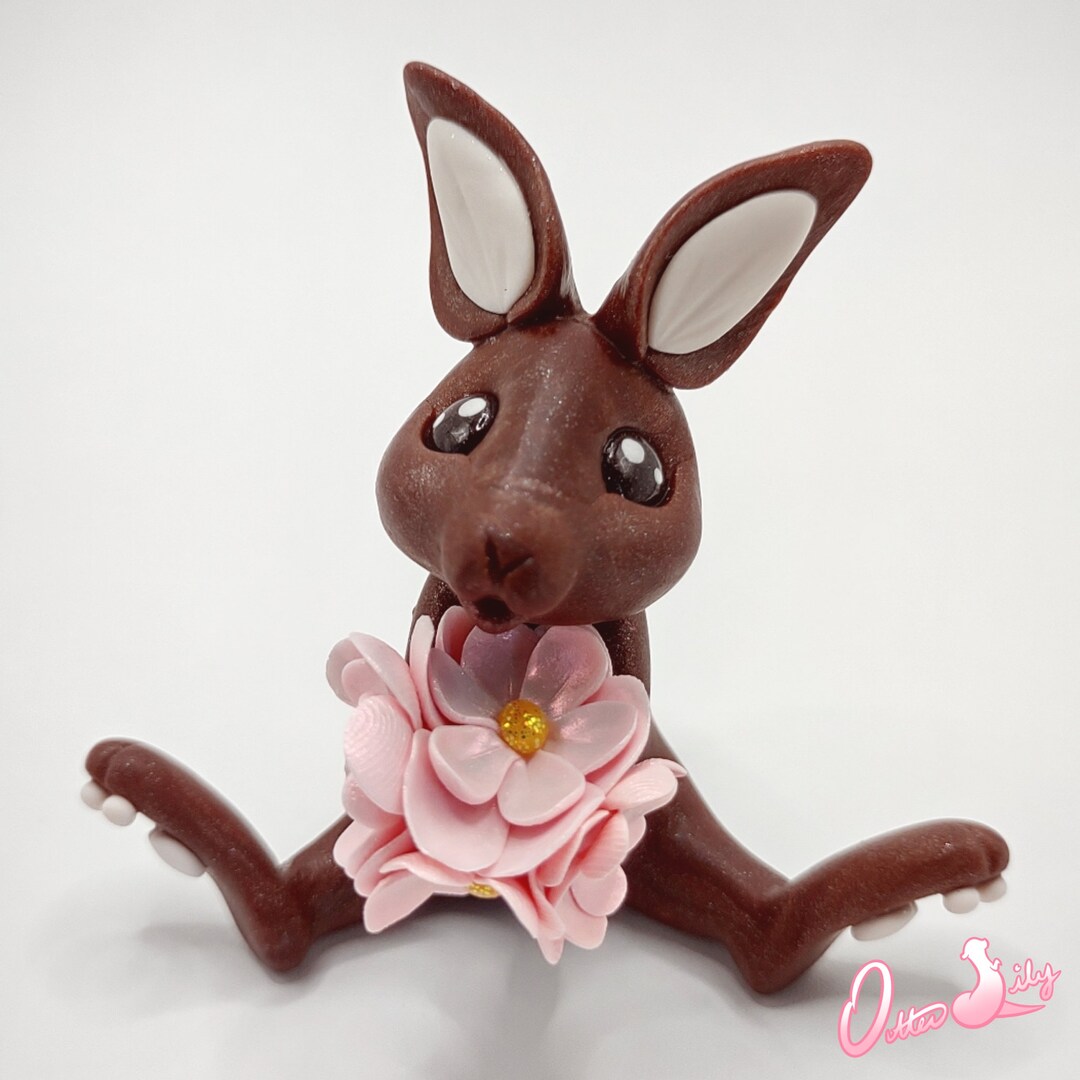 OP=OP Chocolade konijn beeldje - polymeerklei sculptuur, lentedecor ...