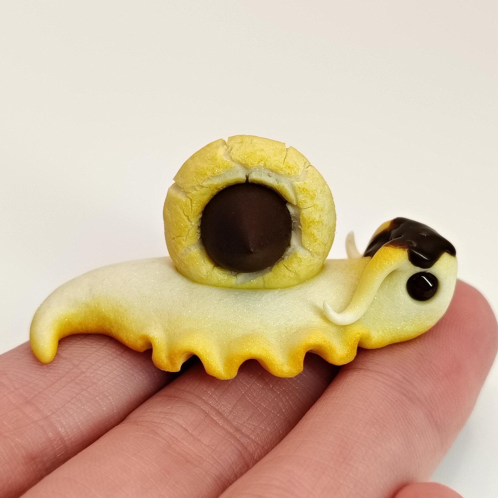 Mini Chocolate Drop Cookie Snail Figurine - Polymer Clay Sculpture Cute ...