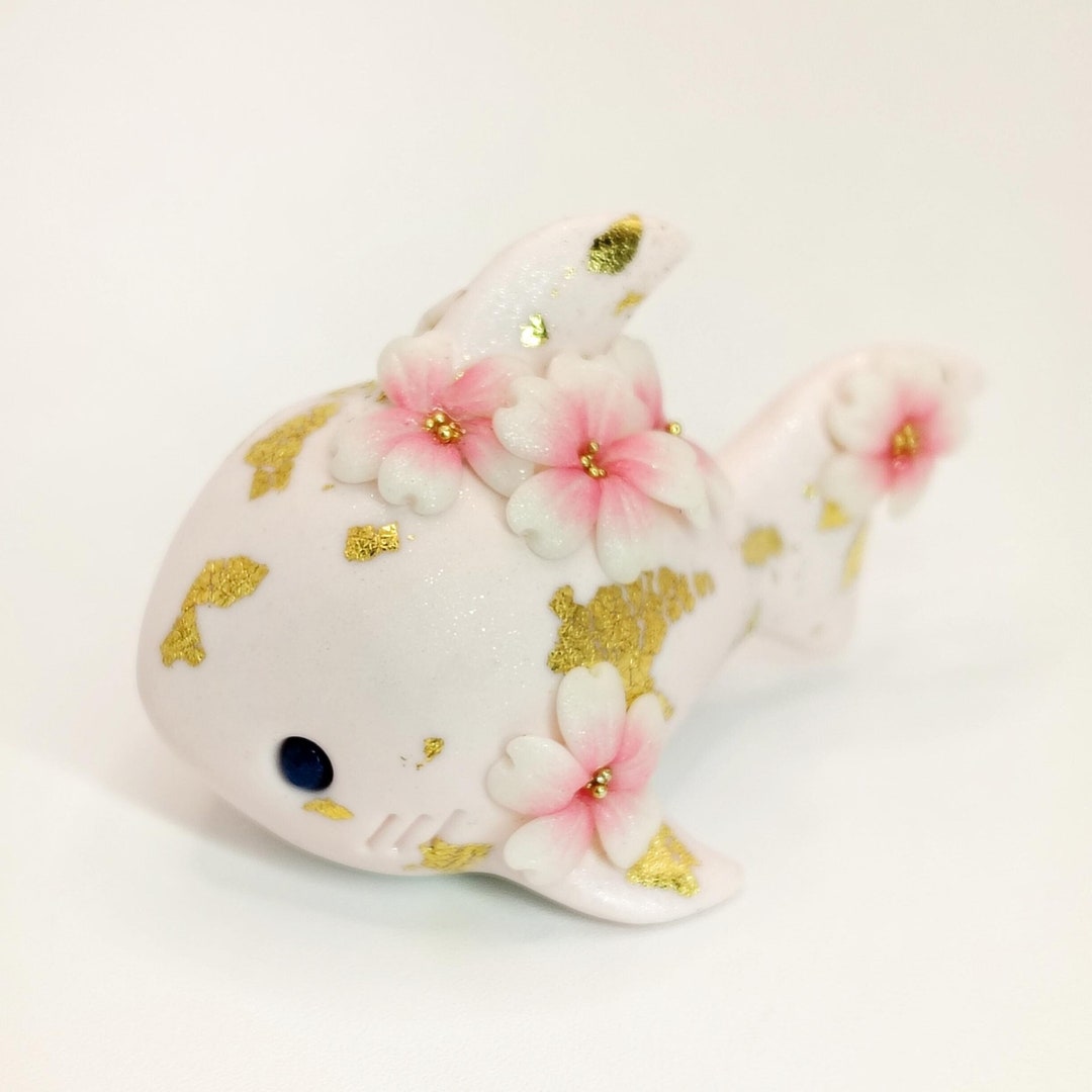 Pastel Pink Sakura Flower Chubby Shark Figurine - Polymer Clay ...