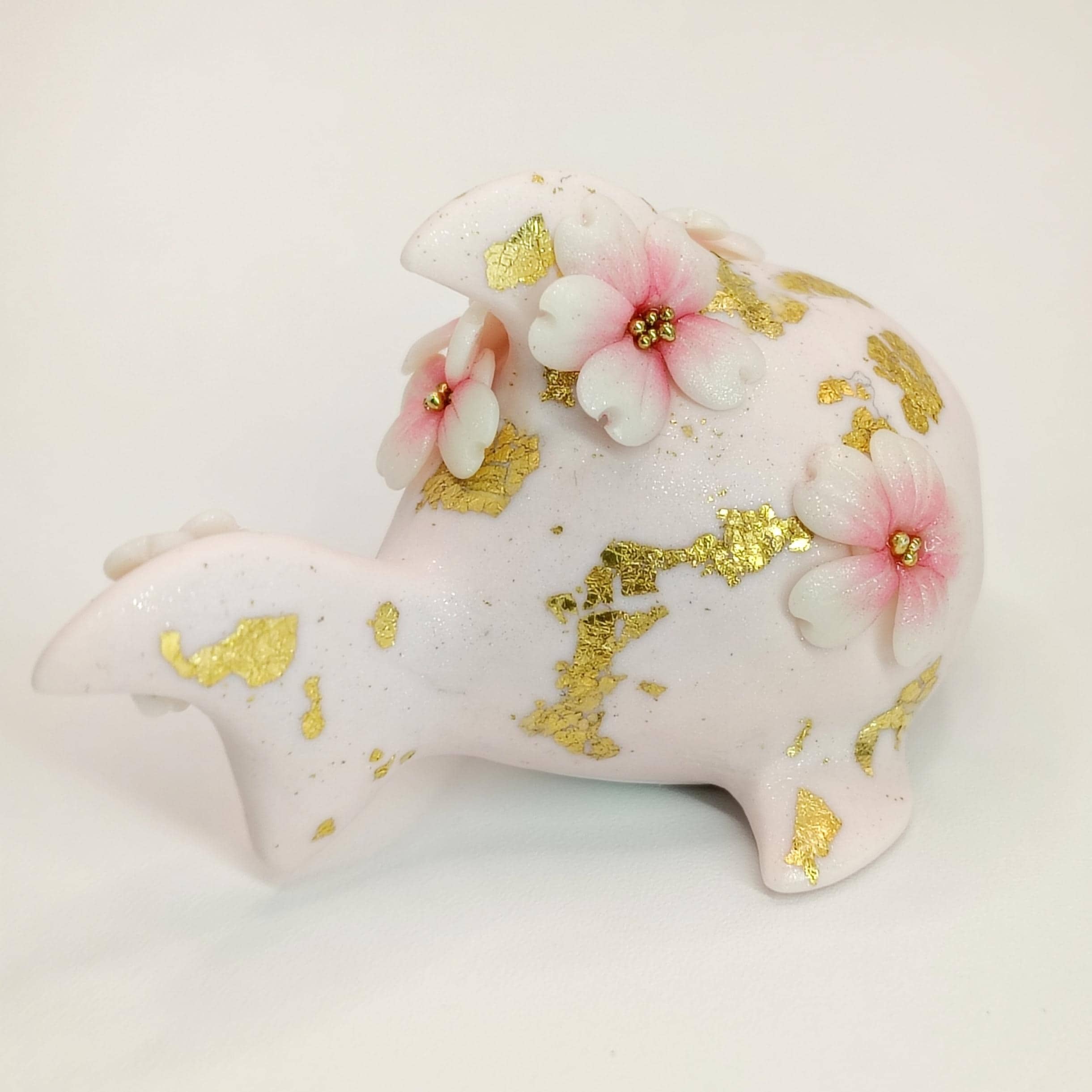 Pastel Pink Sakura Flower Chubby Shark Figurine - Polymer Clay ...