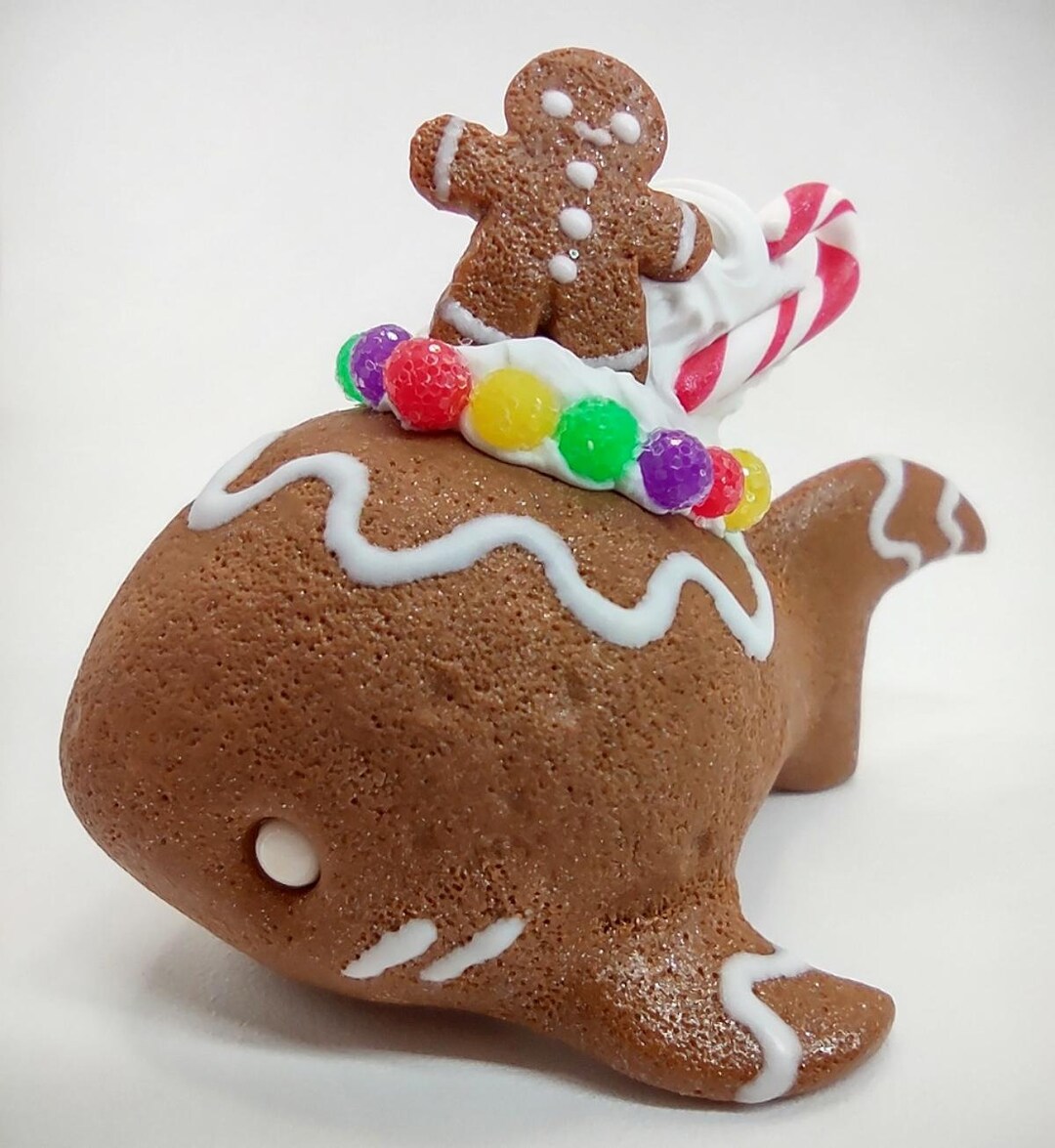 Chubby Gingerbread Shark Figurine Polymer Clay Sculpture, Ocean Animals ...