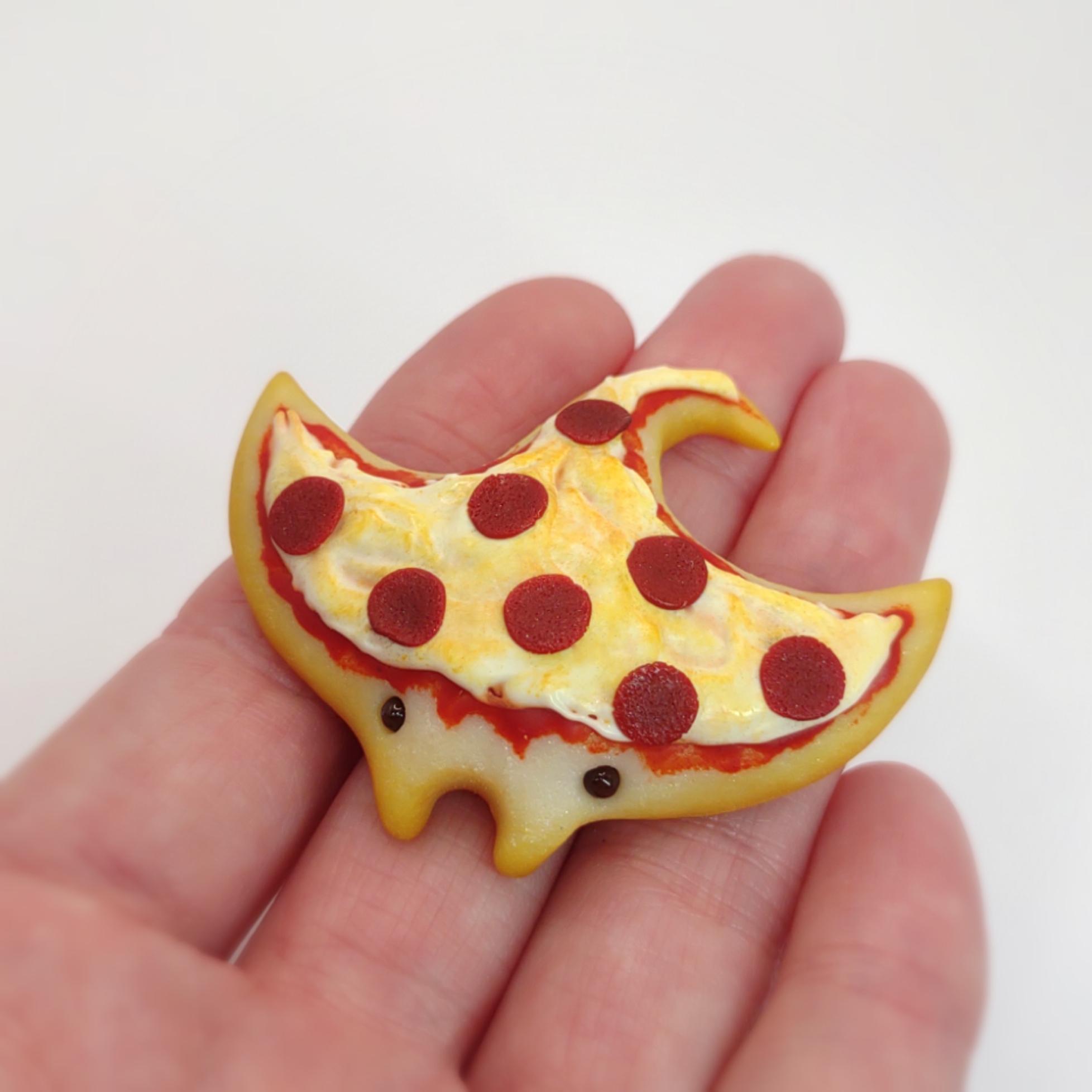 Pepperoni Pizza Stingray Figurine - Polymer Clay Sculpture, Manta Ray ...