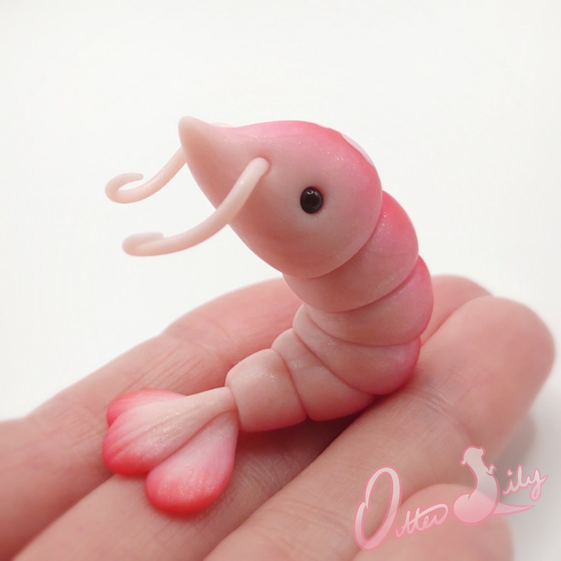 Pastel Pink Shrimp Figurine "skimp" - Polymer Clay Sculpture, Ocean ...