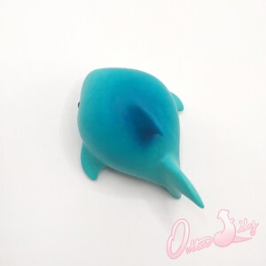 Aqua Blue Chubby Shark Figurine jewel Polymer Clay Sculpture, Ocean ...