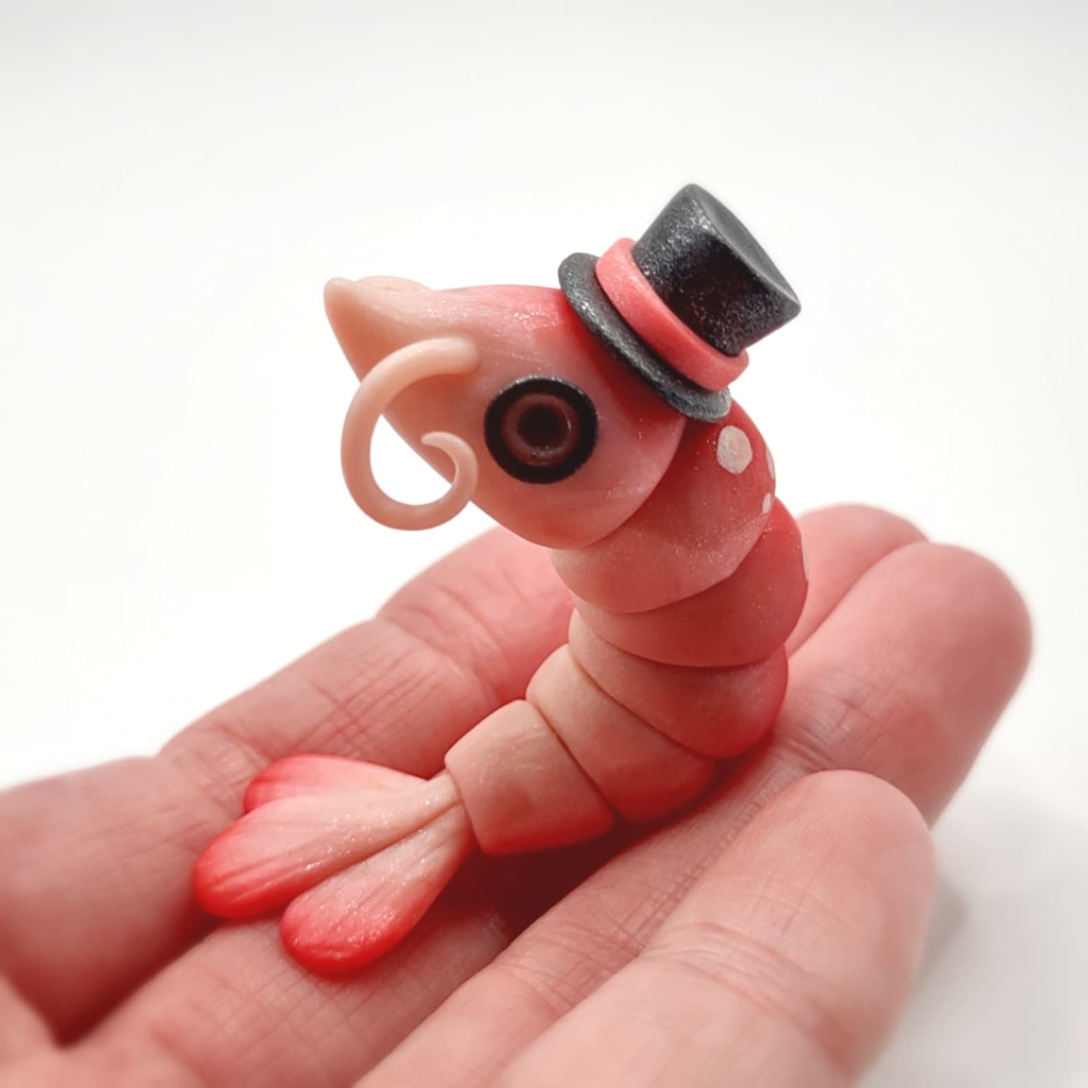 Pastel Pink Shrimp With Top Hat Figurine "donovan" - Polymer Clay ...