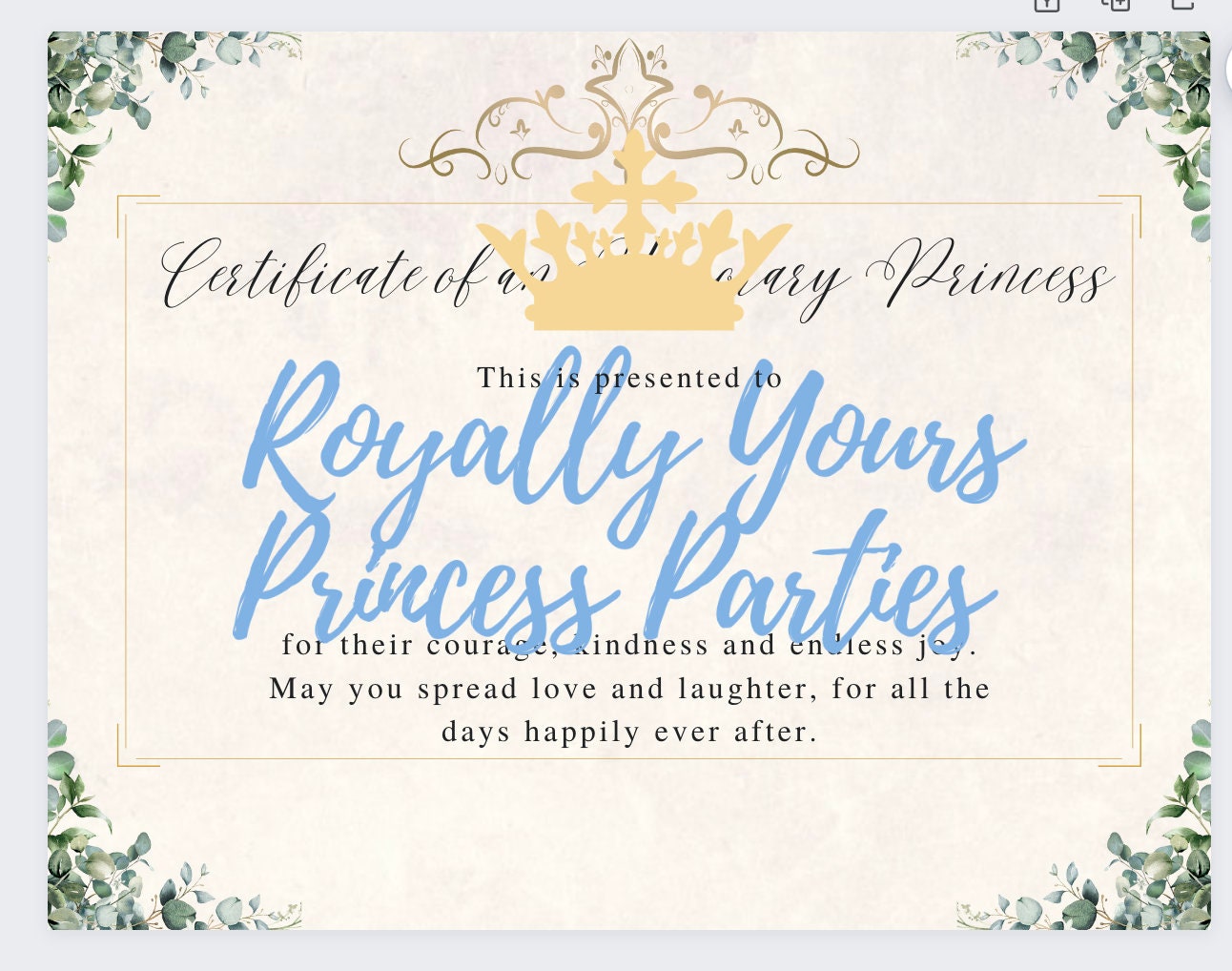 2 Simple Princess Certificates - Etsy