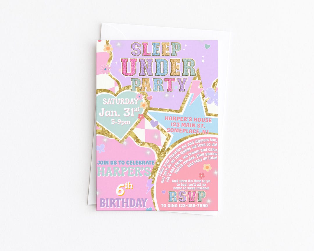 Sleep Under or Late Over Birthday Invitation: Pajama Party Invite ...