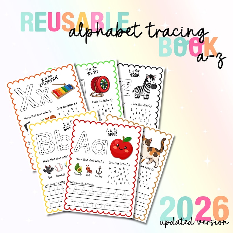 Reusable Alphabet Tracing Book for Toddlers | Laminated ABC Dry Erase ...