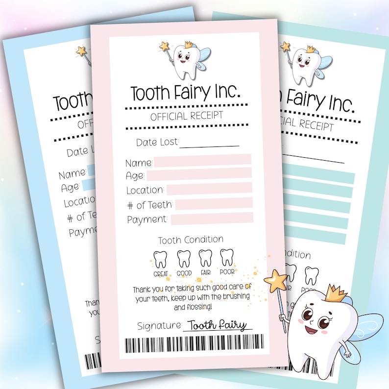 Printable Tooth Fairy Receipt & Certificate: Lost Tooth Keepsake ...