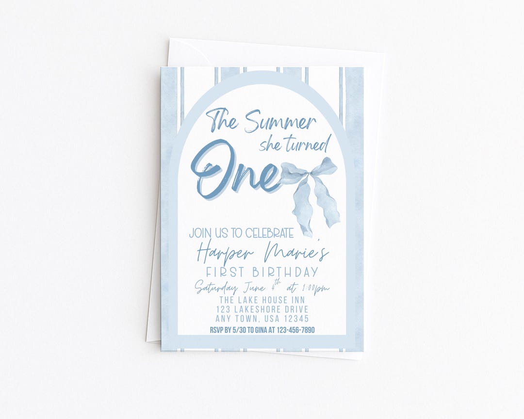 The Summer She Turned One Birthday Invitation, First Birthday Invite ...
