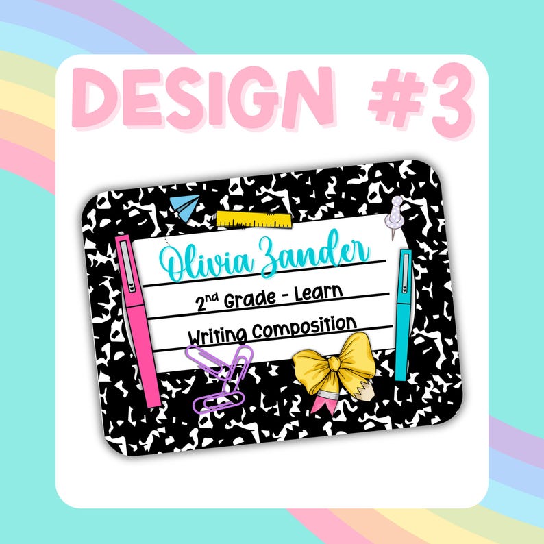 Personalized Composition Book Sticker, Custom Name Sticker, Custom ...