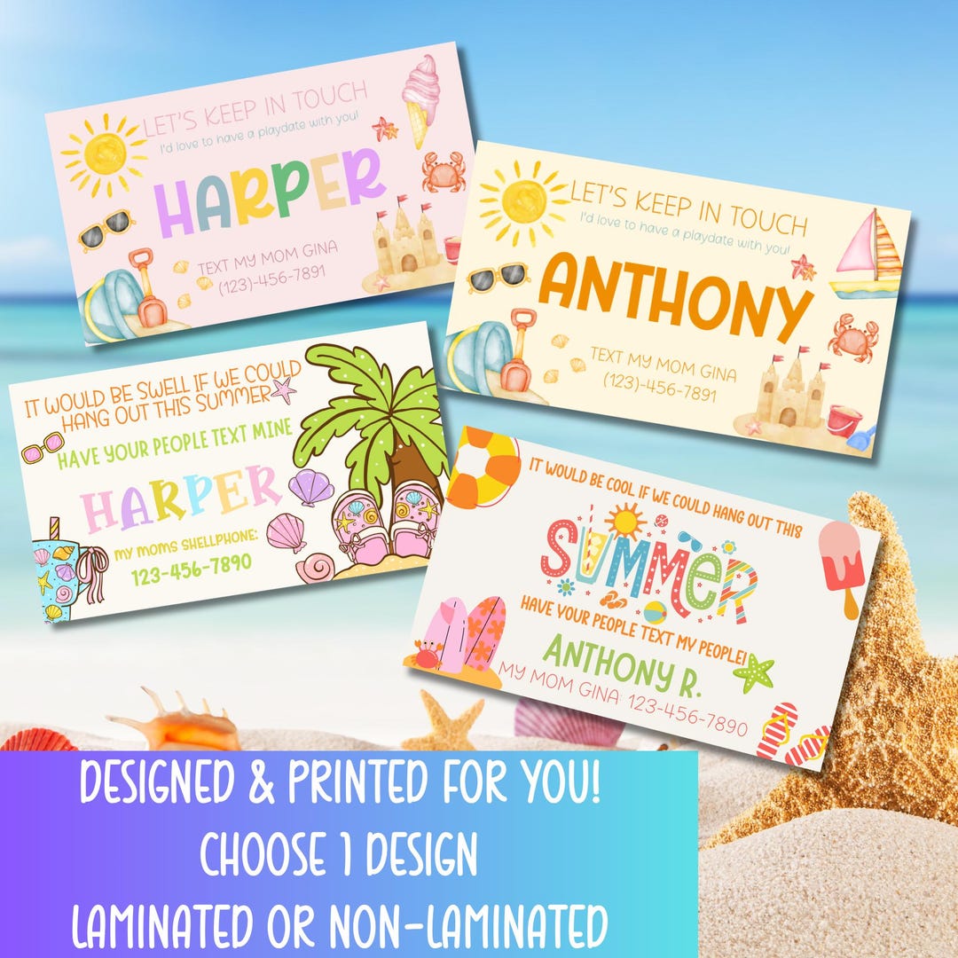 Personalized Summer Playdate Cards for Kids: Custom Contact Info - Etsy