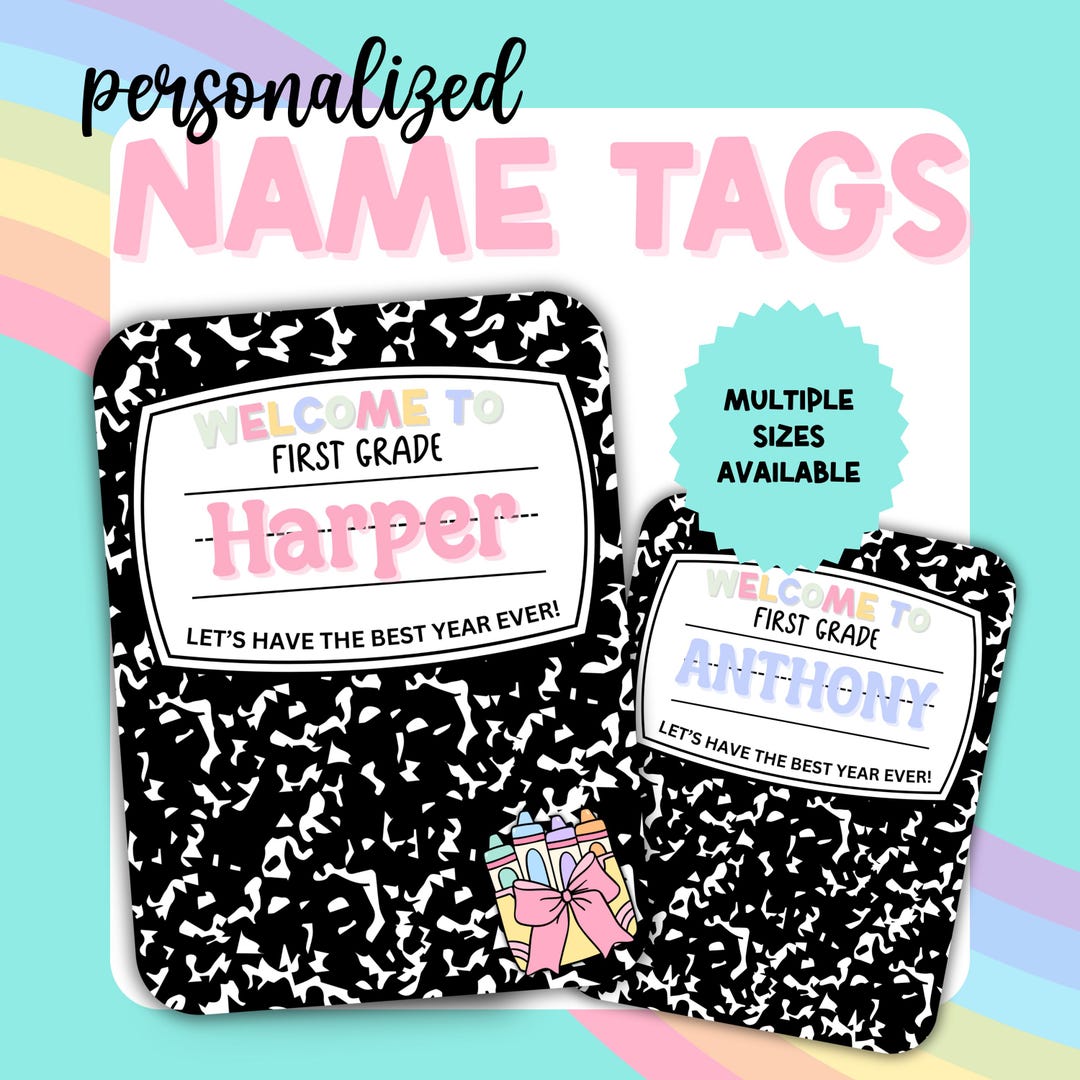 Personalized Welcome Name Tag Stickers: Back to School Labels, Glossy ...