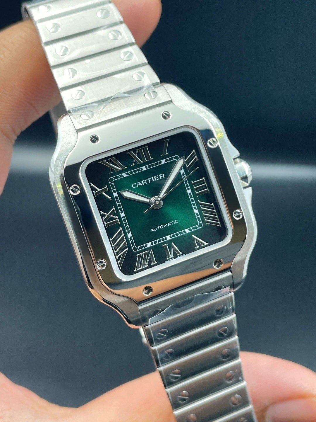 Cartier Santos De Cartier Green Dial Medium WSSA0061 - Etsy