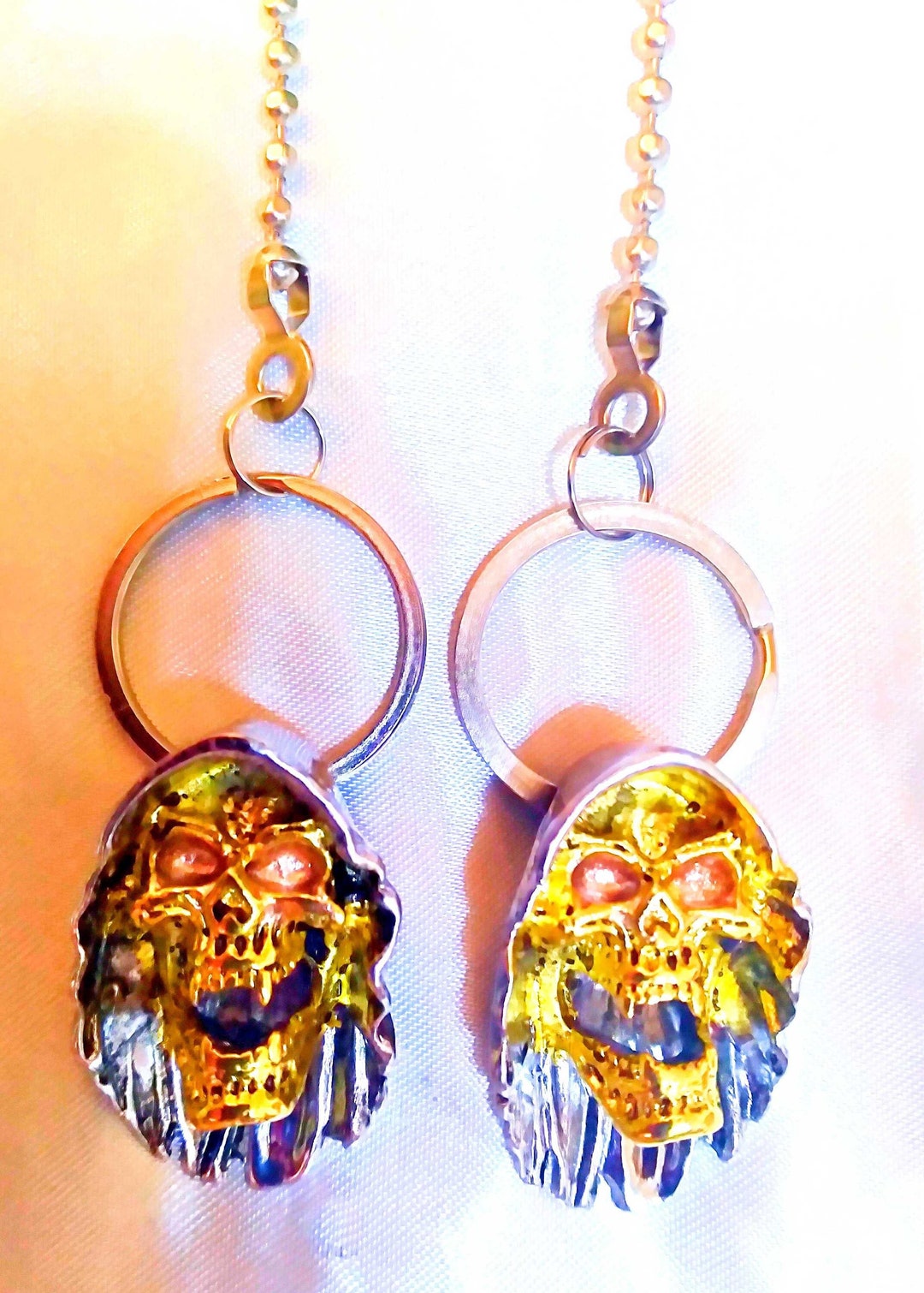 Set of Two GRIM REAPER SKULL Death Goth Metal Ceiling Fan Pull Chains ...