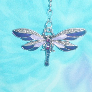 Set of Two ~ Purple Dragonfly Rhinestone Metal Enamel ~ Ceiling Fan ...