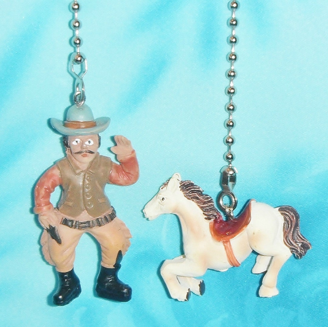 Set of Two Cowboy & Horse Western Wild West Ceiling Fan Pull Chains ...